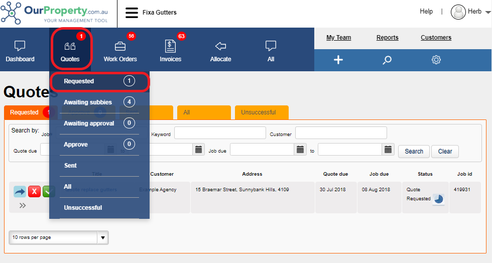 Creating a Quote – OurProperty